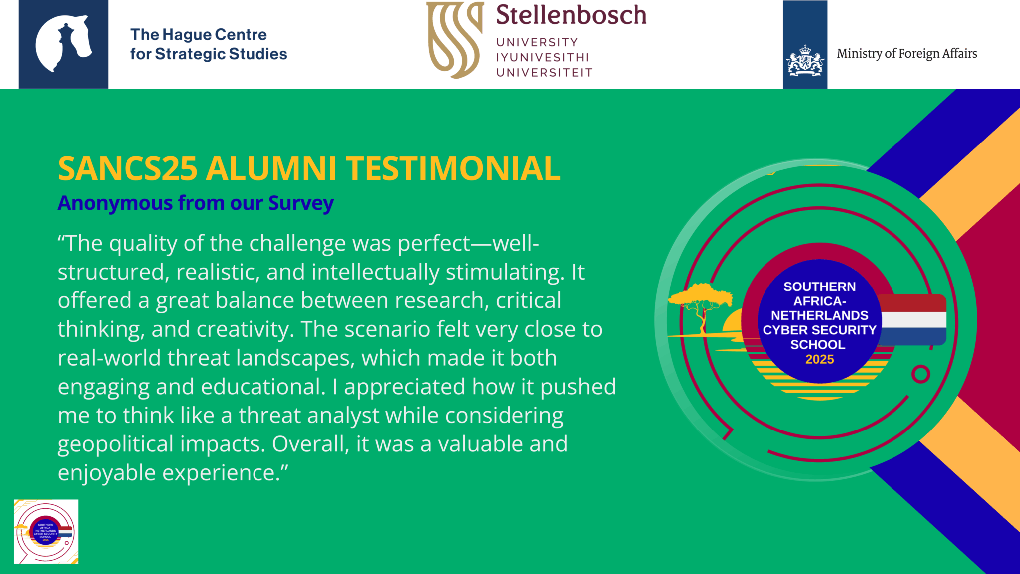 Southern Africa-Netherlands Cyber Security School 2026 - HCSS